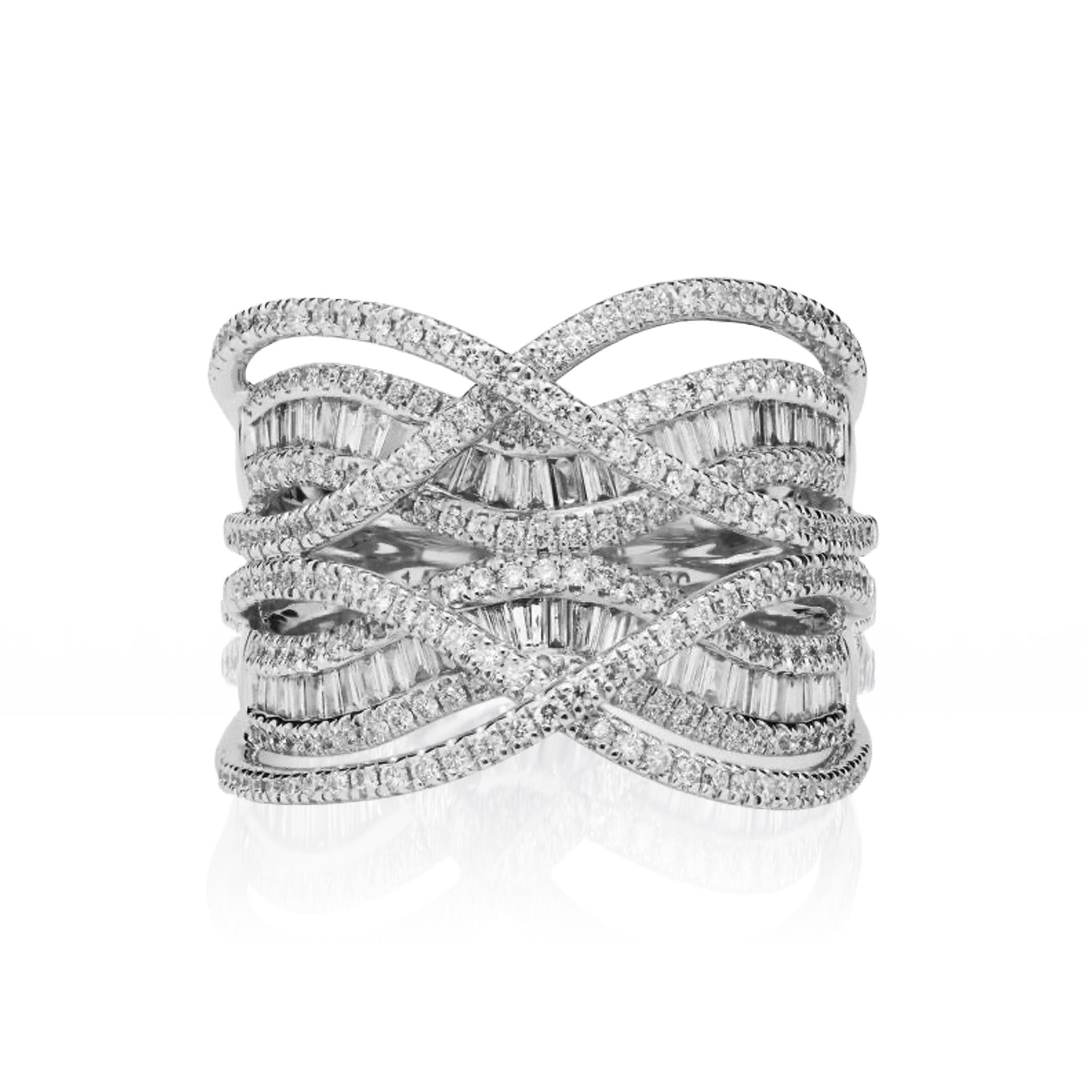 14K White Gold Diamond Criss Cross Ring – Gunderson's Jewelers