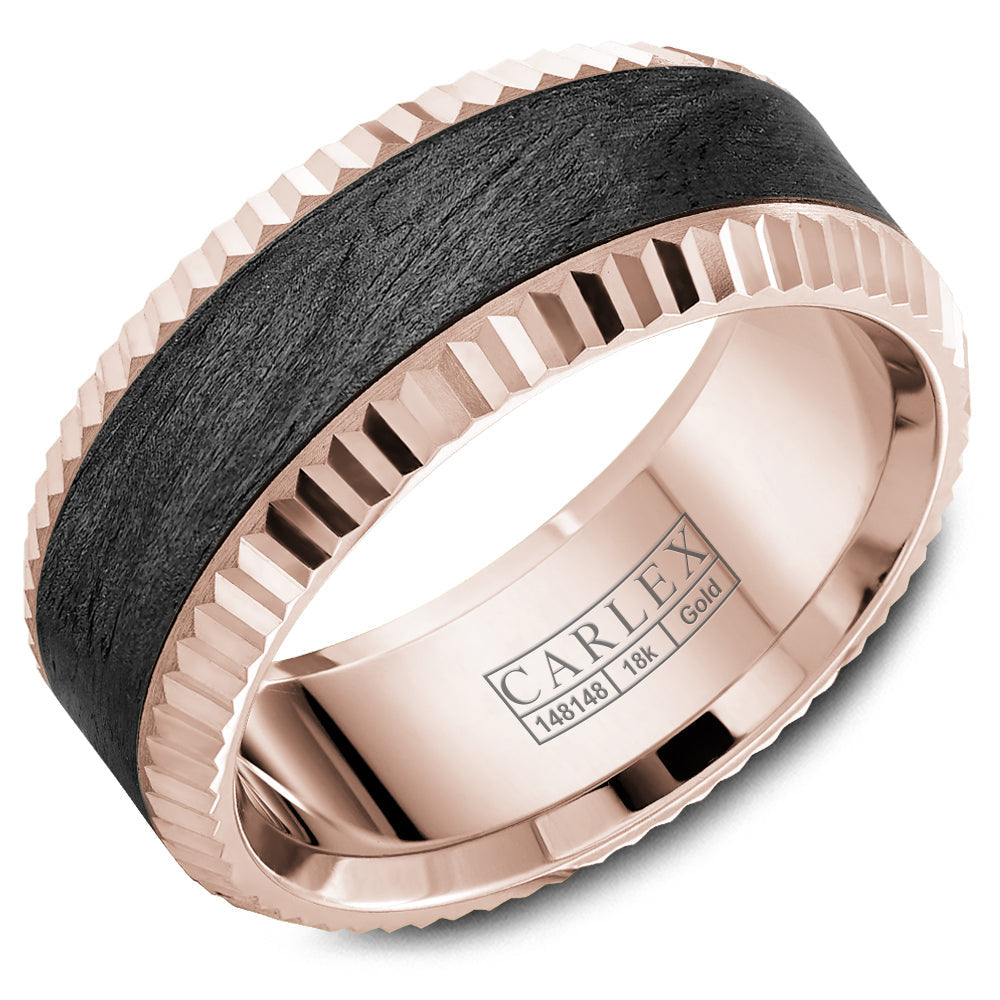 18K Rose Gold with Forged Carbon Fiber – Gunderson's Jewelers