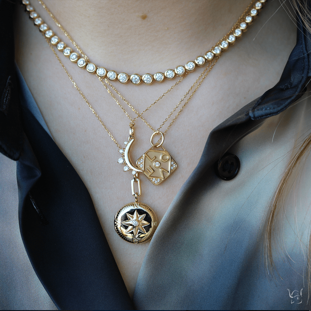 Compass Gold Locket Necklace with Diamond Accent – Gunderson's Jewelers